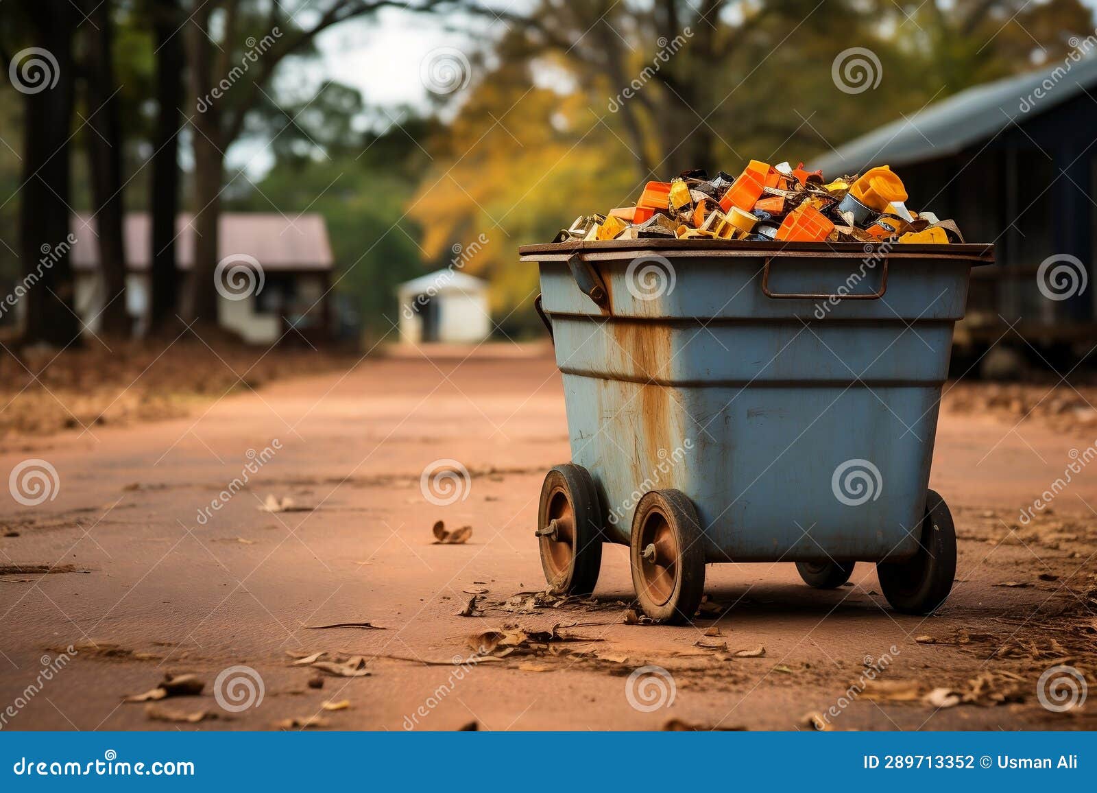 Orange Metal Skip Container by the House: Disposing Old Items after ...