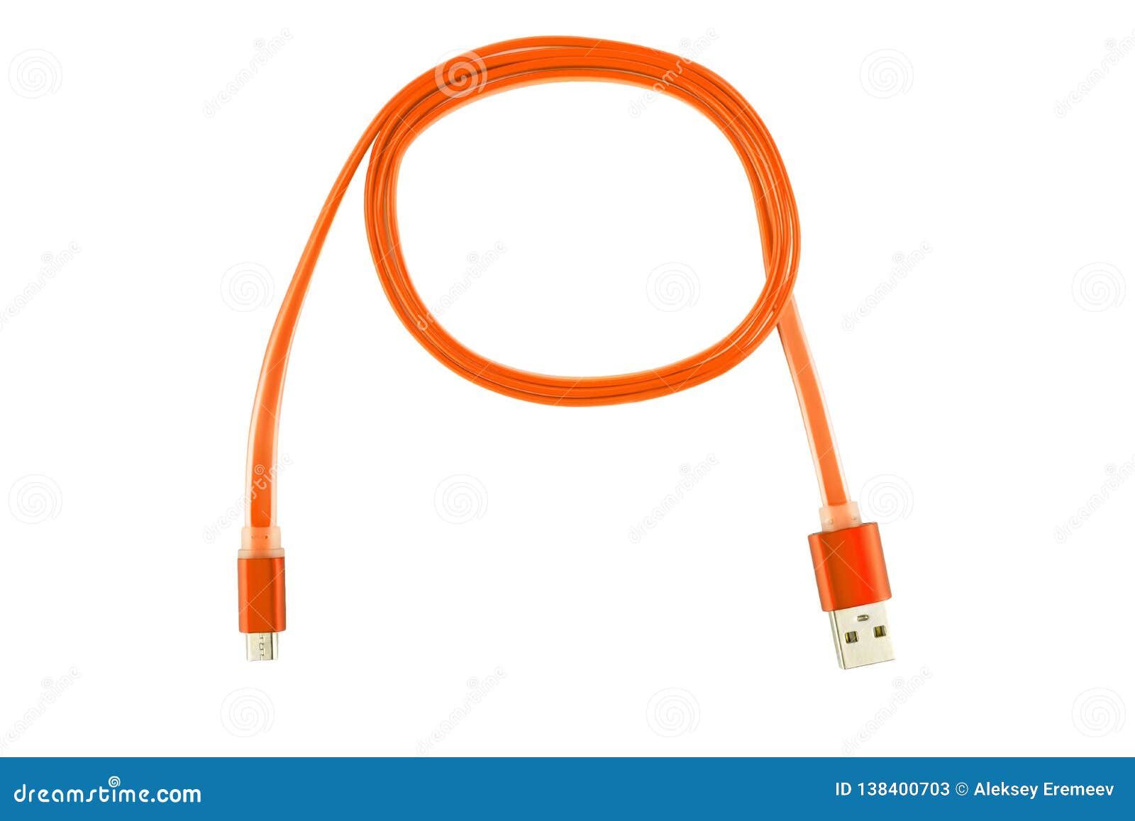 Orange Micro-usb Cable Twisted into a Ring, on a White Isolated ...