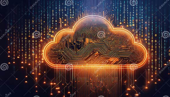 An Orange Microcircuit in the Shape of a Cloud on a Dark Background ...