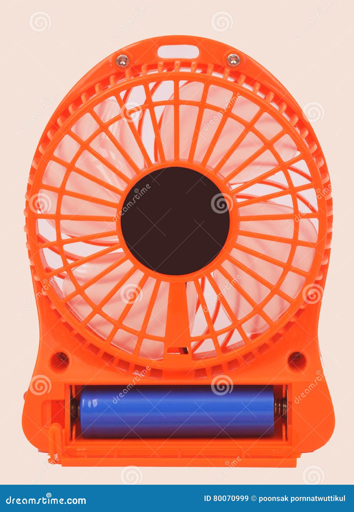 Orange mini fan stock image. Image of cable, background - 80070999