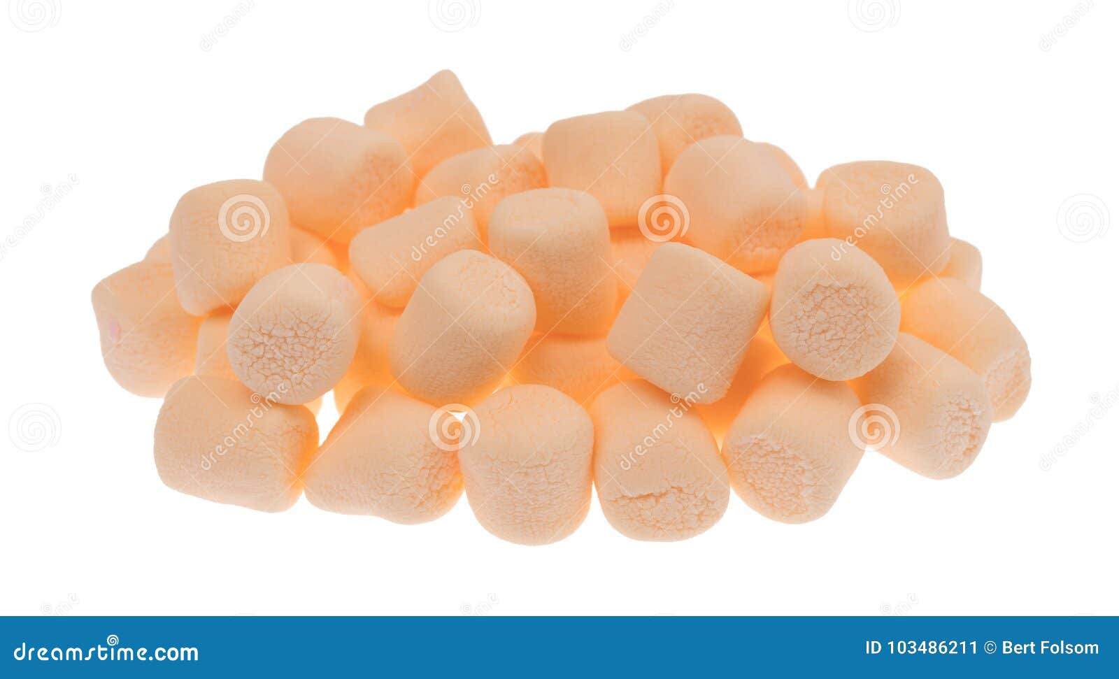 Orange Miniature Marshmallows on a White Background Stock Image - Image ...