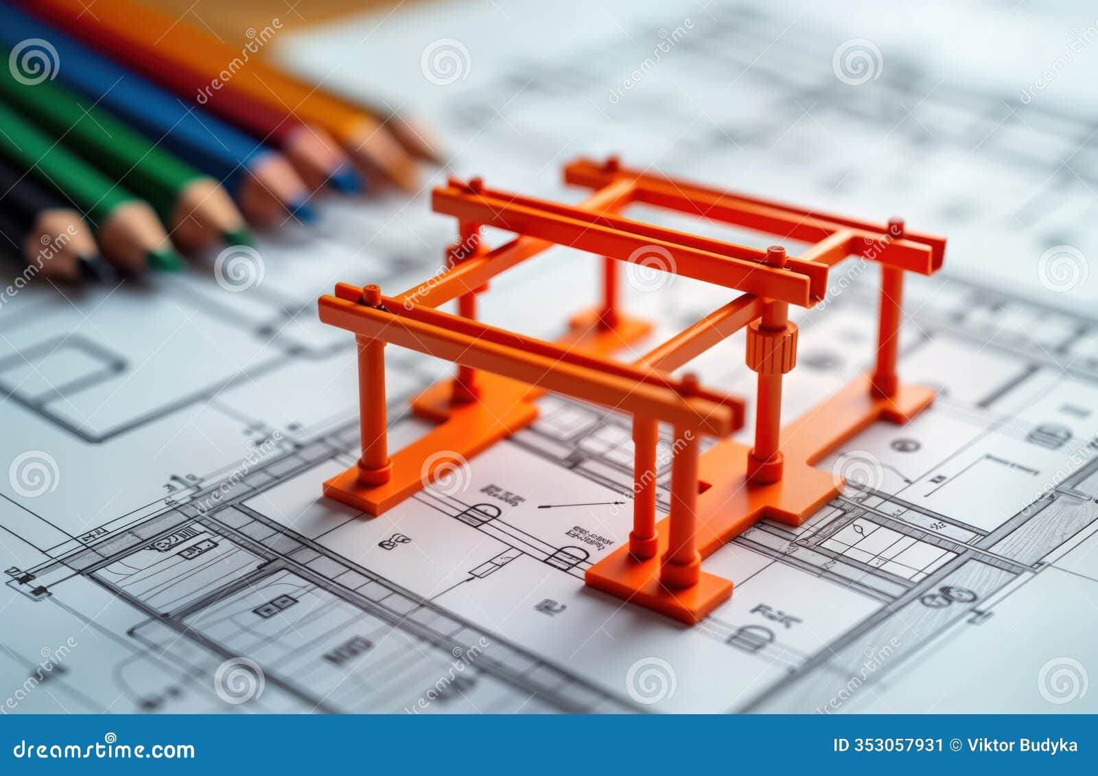 Orange Model of Steel Frame for Industrial Building on Technical ...