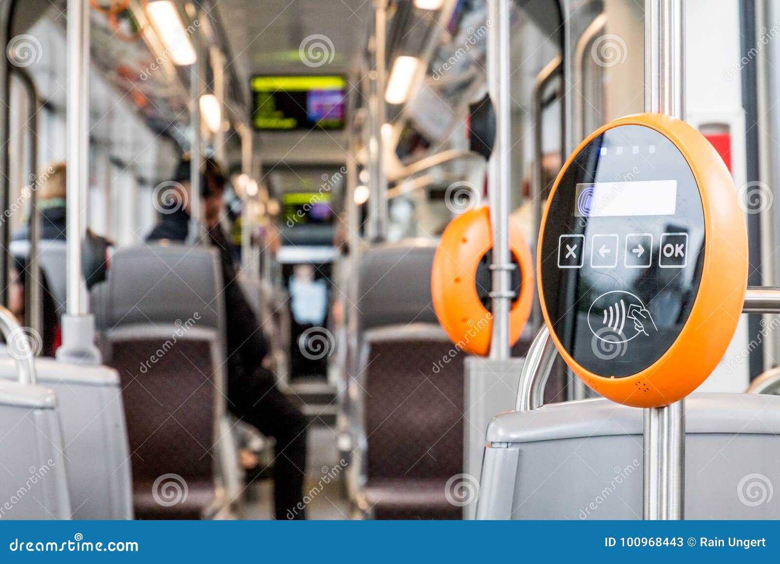 Ticket Validator, Card Reader On Public Bus, Trolleybus, Tram. Public ...