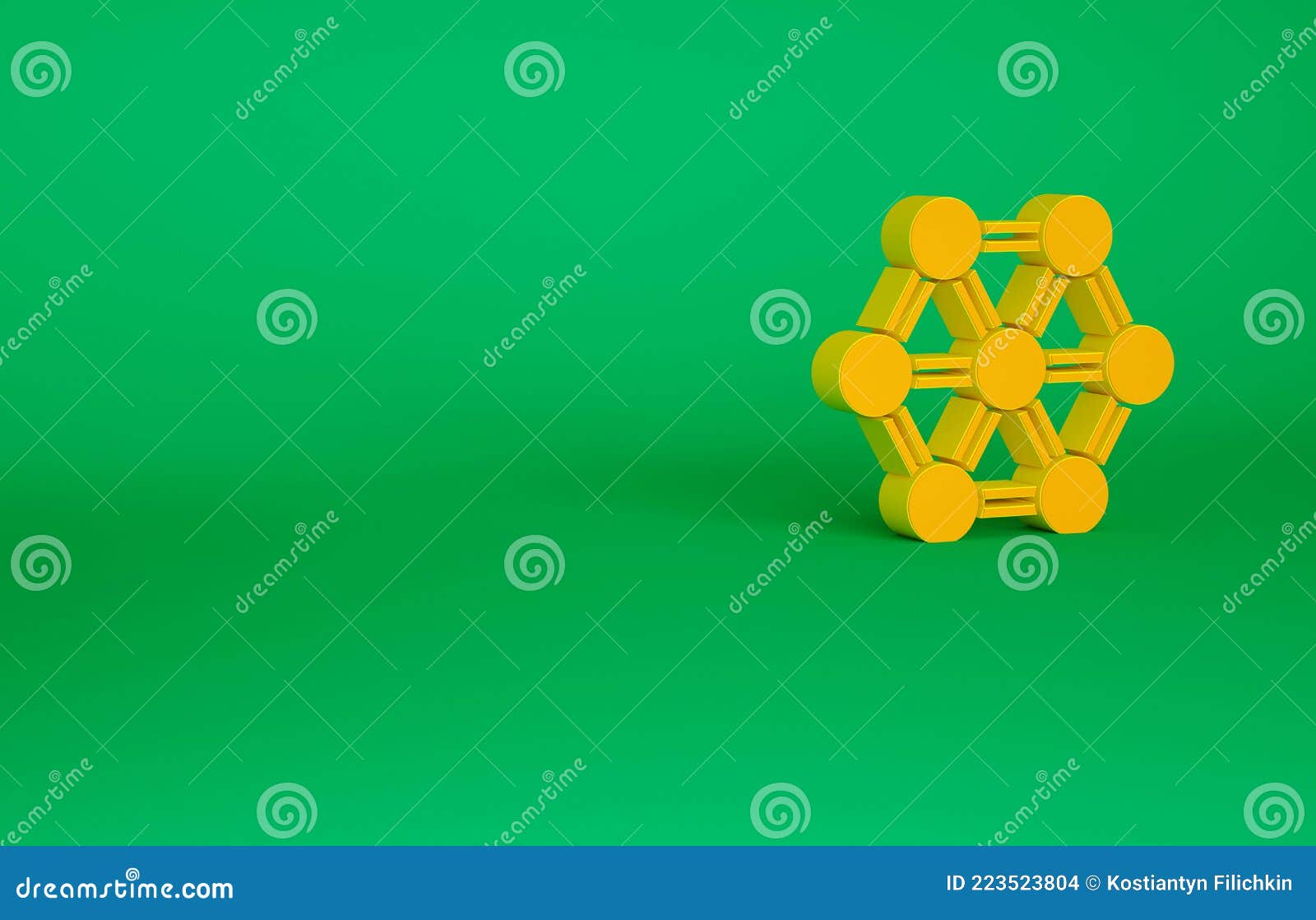 Orange Molecule Icon Isolated on Green Background. Structure of ...