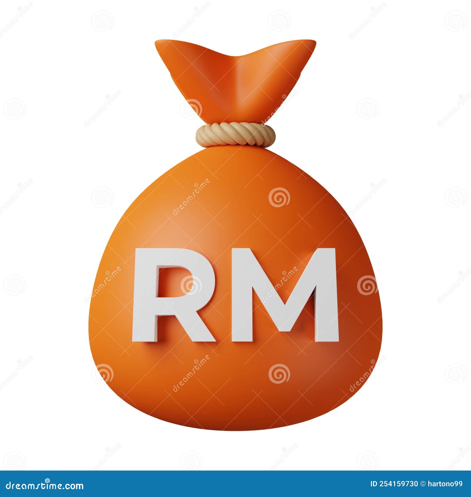 Orange Money Bag Ringgit 3D Illustration Stock Illustration ...