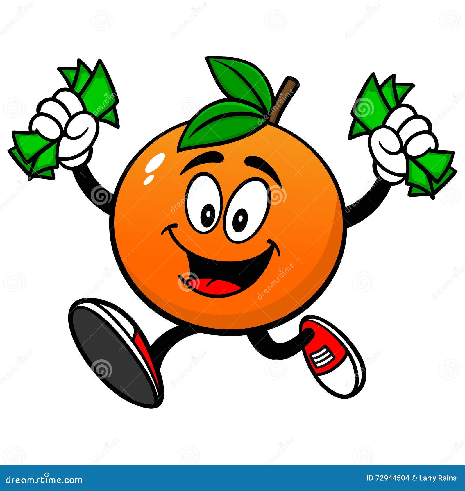 Orange with Money stock vector. Illustration of cartoon - 72944504