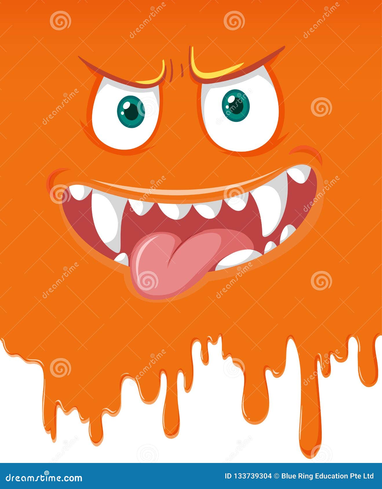 Orange Monster Face Dripping Stock Vector - Illustration of cute ...