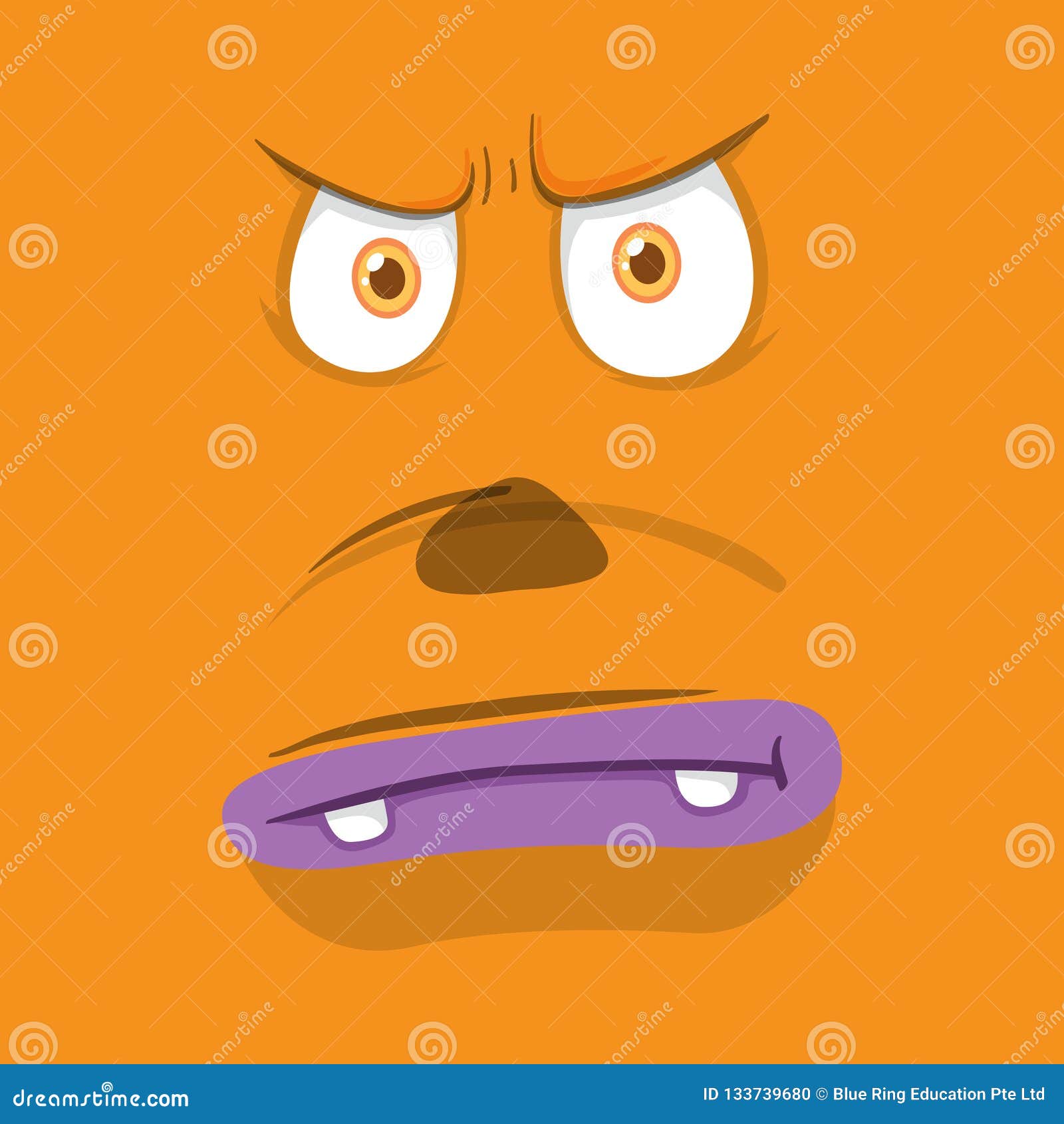 Orange Monster Face Expression Stock Vector - Illustration of eyes ...