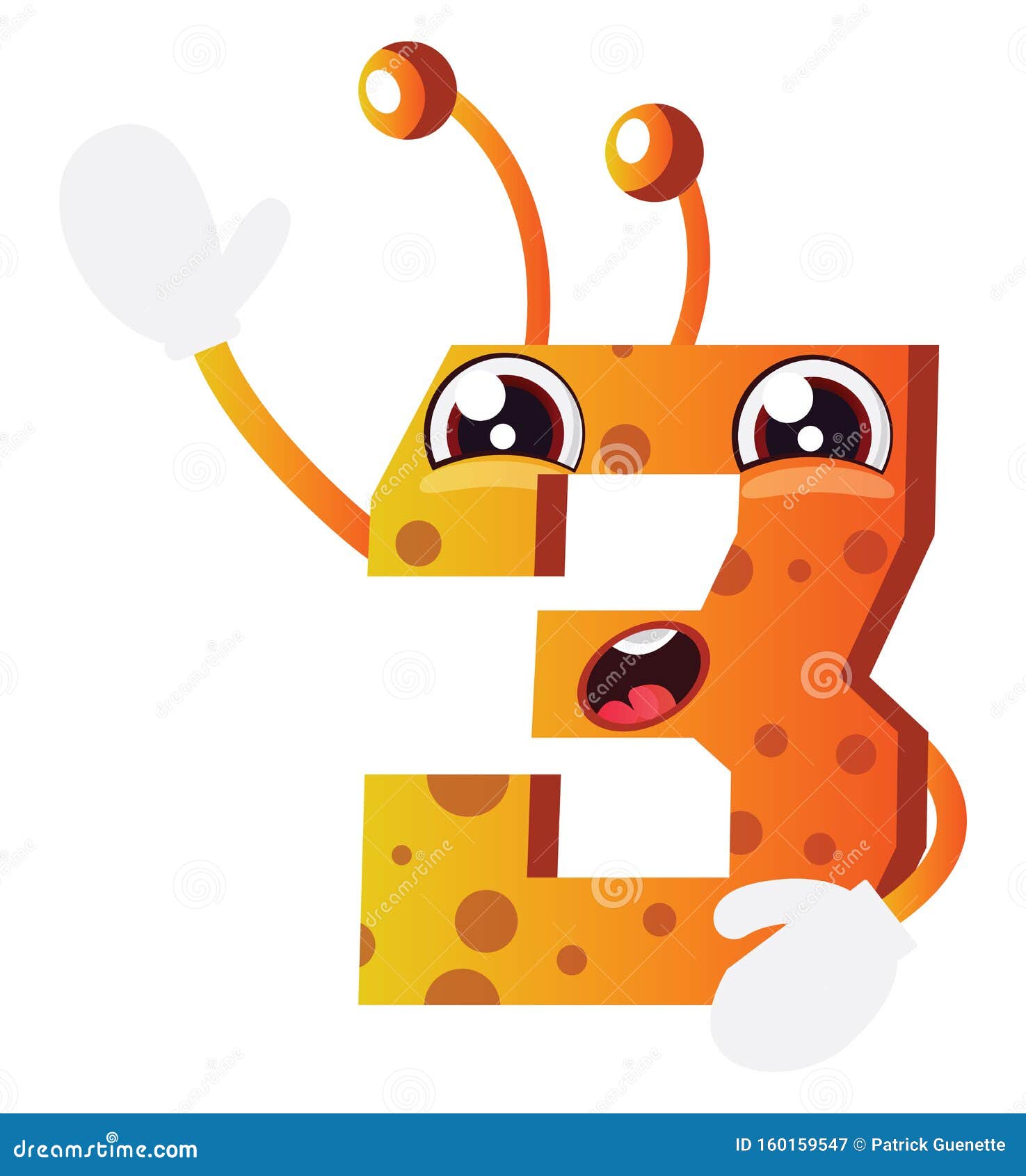 Orange Monster in Number Three Shape Illustration Vector Stock Vector ...