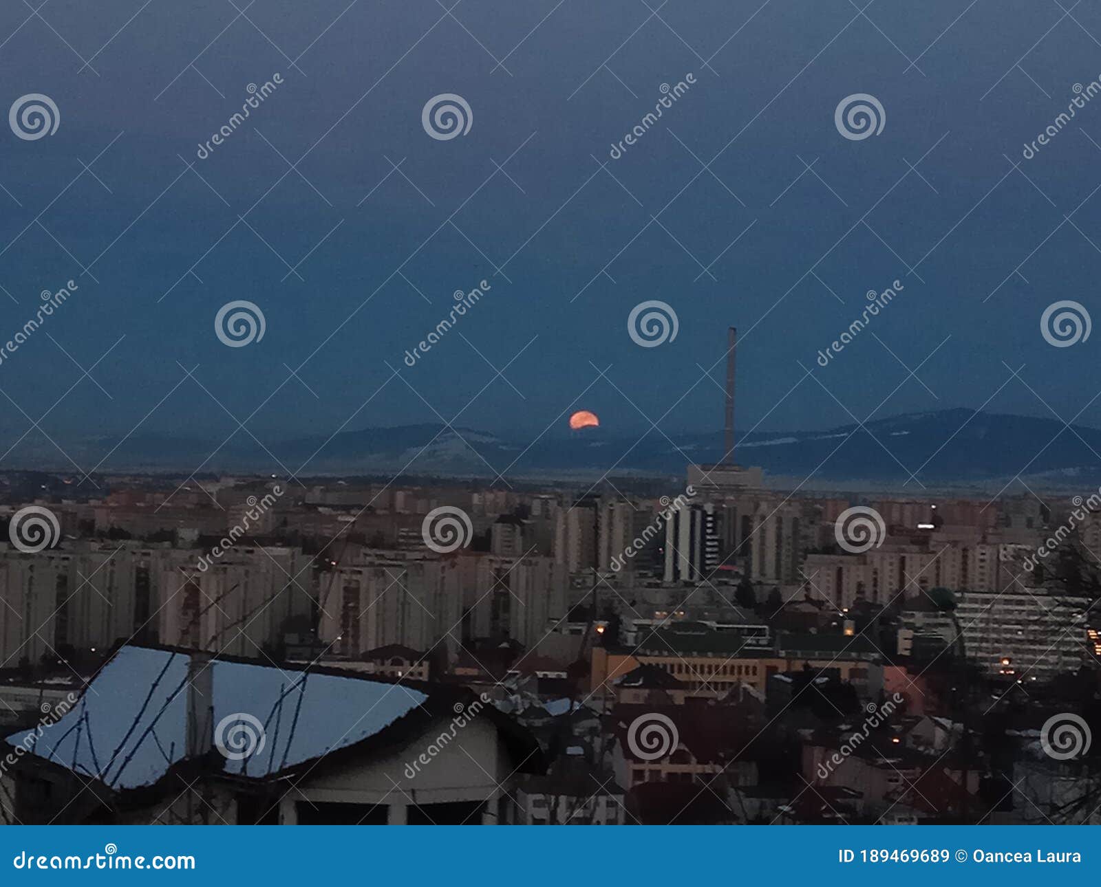 Orange Moon in Brasov Transylvania Romania Stock Image - Image of ...