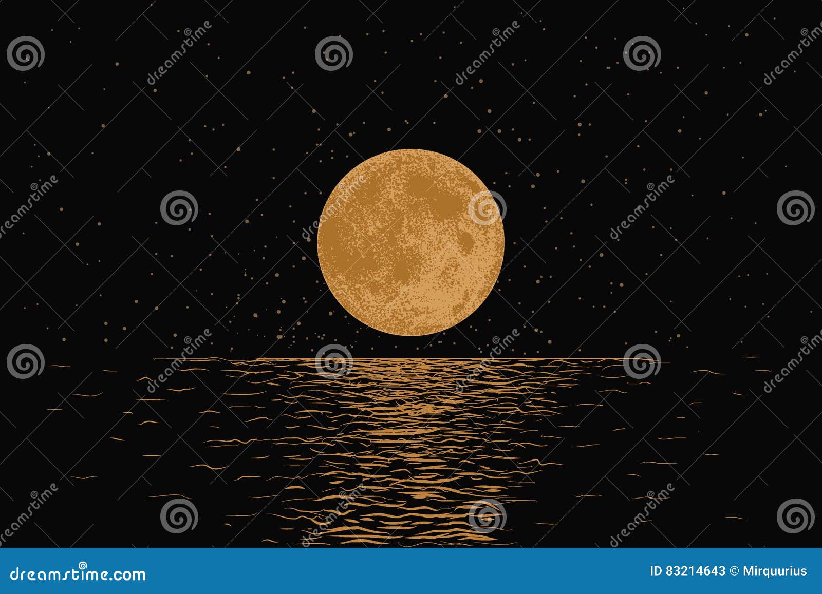Orange Moon Reflecting in a Sea Stock Vector - Illustration of fantasy ...