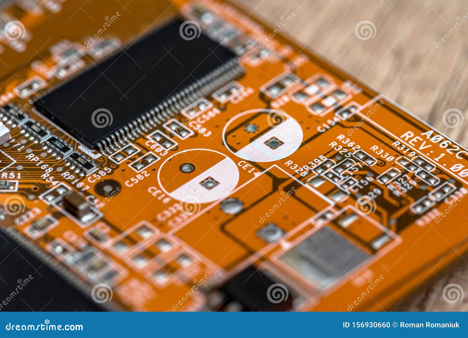 Orange Motherboard Close Up Stock Photo - Image of digital, component ...