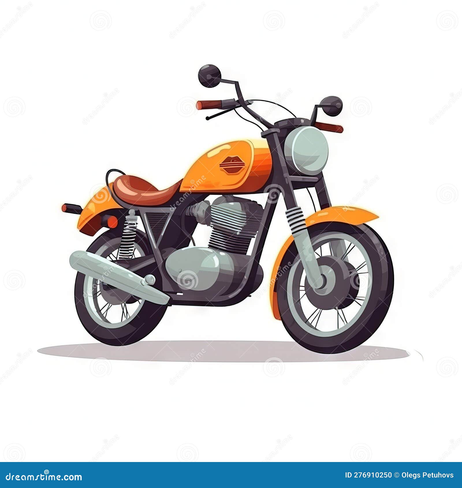 An Orange Motorcycle is Parked on a White Surface with a Black ...