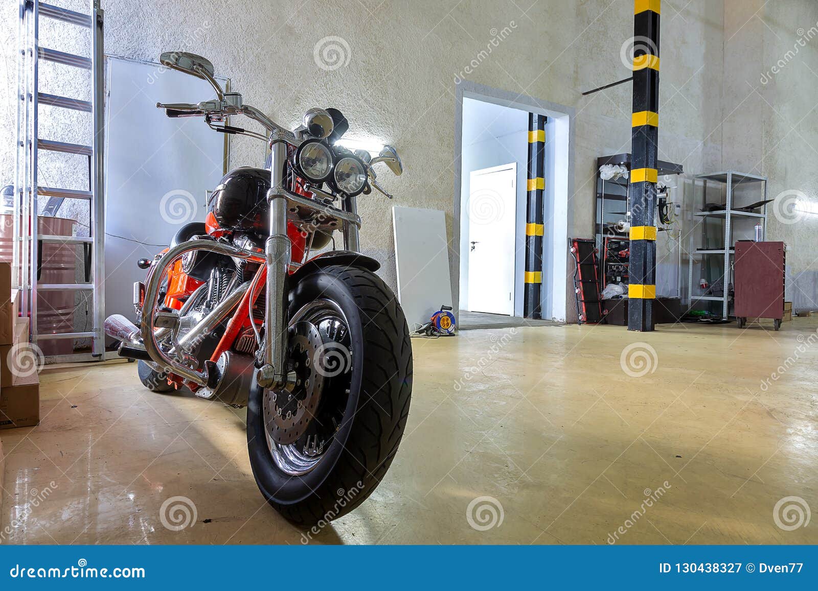 Orange Motorcycle Service Center. Stock Image - Image of commercial ...