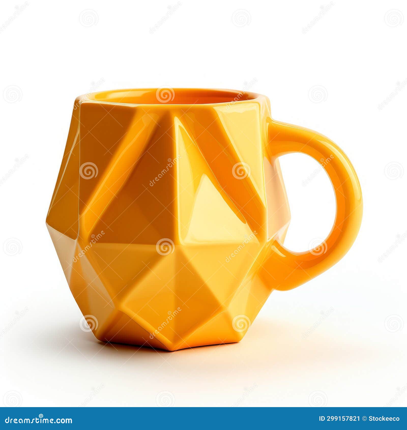 Geometric Orange Coffee Mug: a Rendered Artwork in Cinema4d Stock Image ...