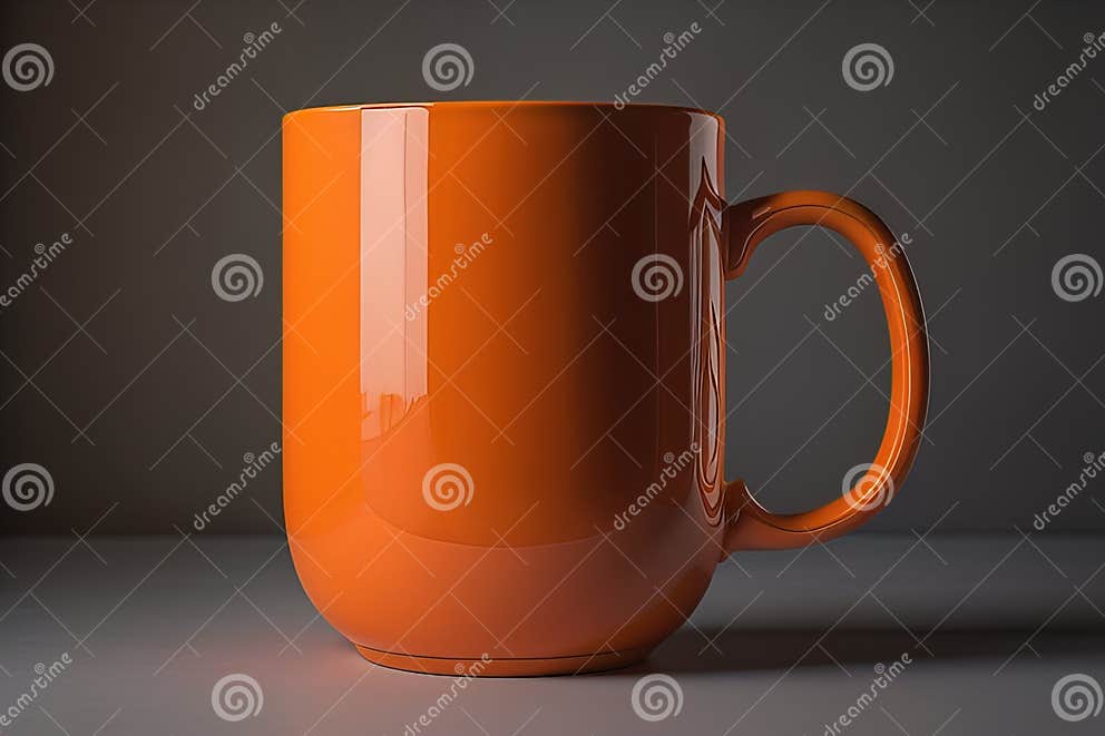 Orange Mug on a Gray Background. Generative Ai Stock Image - Image of ...