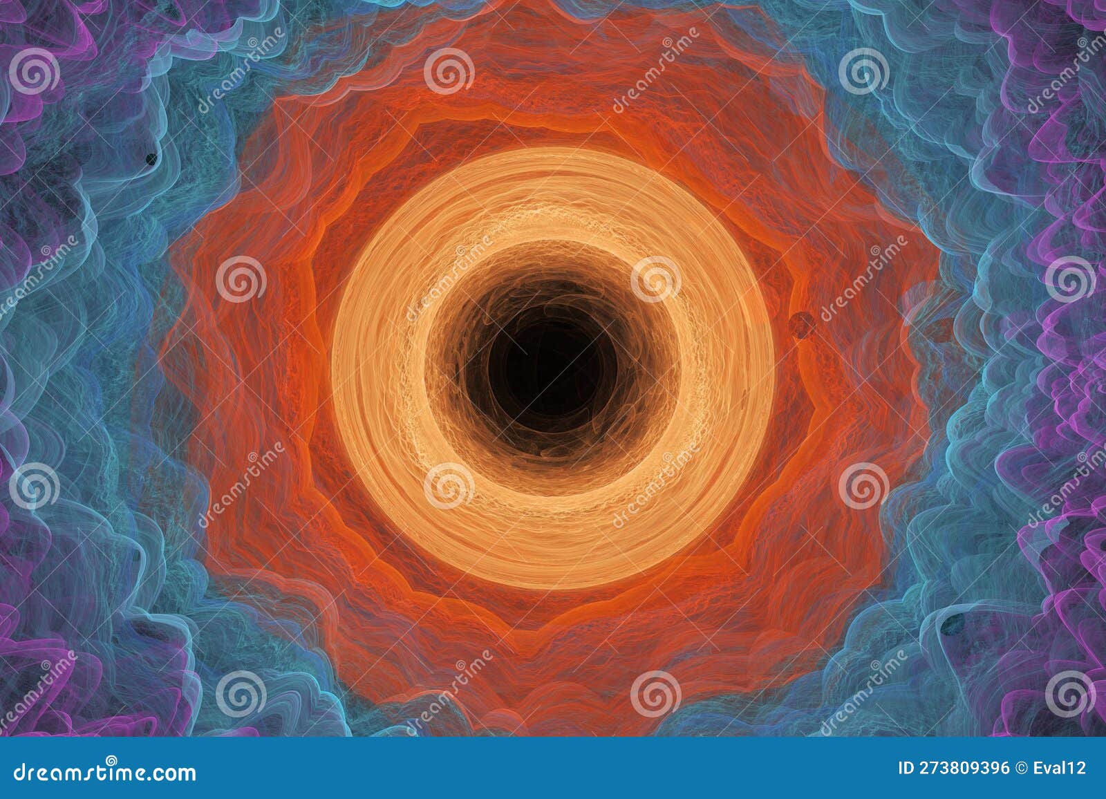 Orange Multi-colored Round Pattern of Crooked Waves on a Black ...