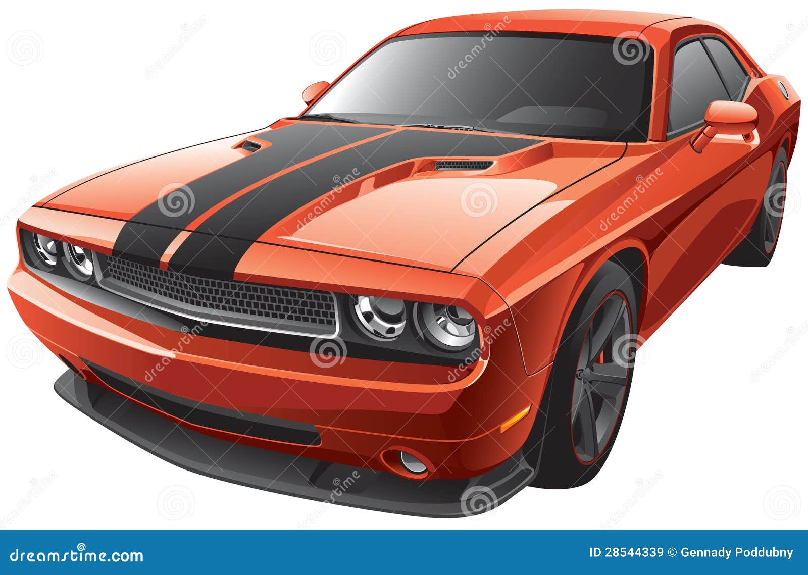 Orange Muscle Car Cartoon Vector | CartoonDealer.com #28544339