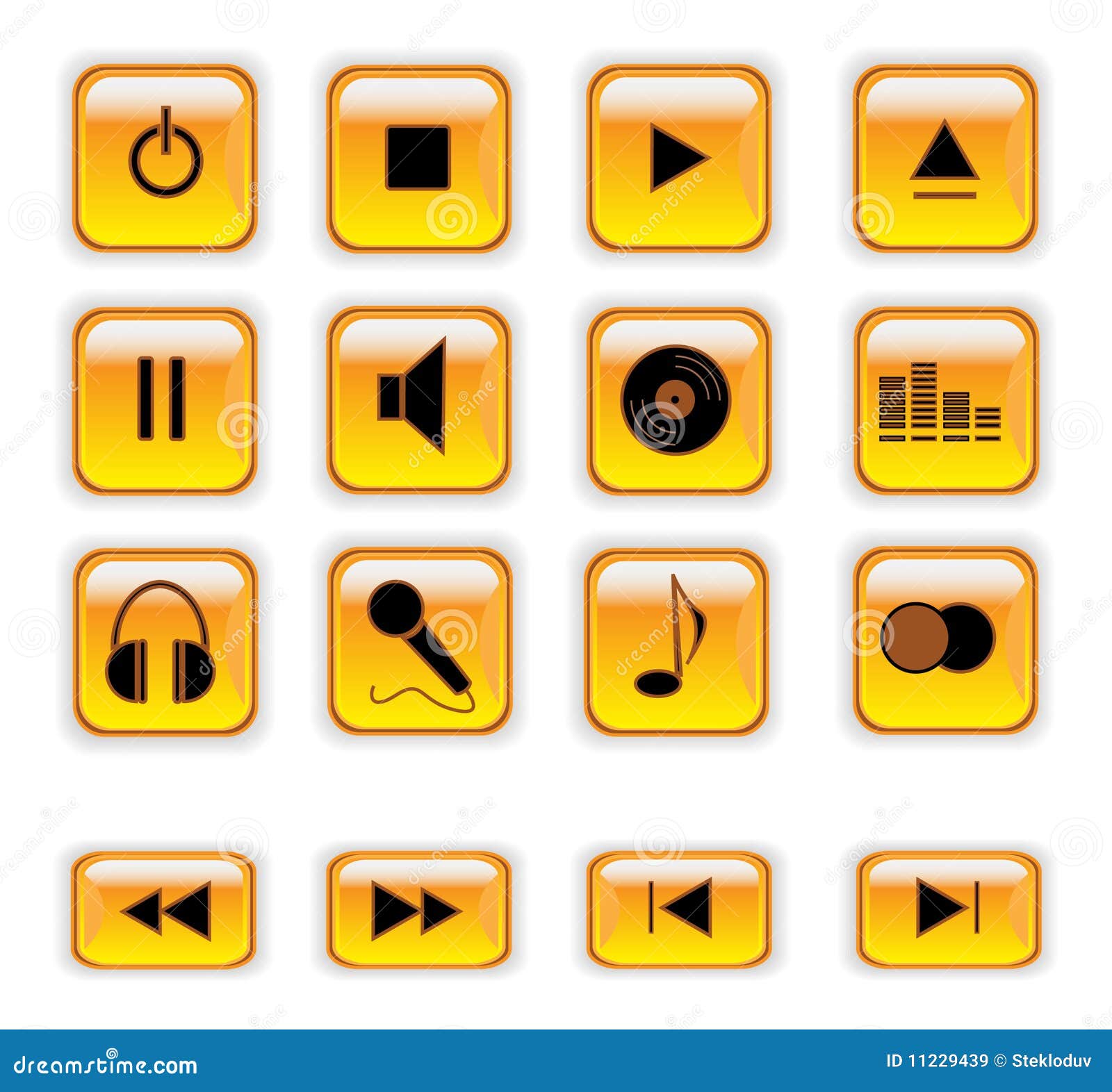 Orange Music Control Buttons Stock Vector - Illustration of icon ...