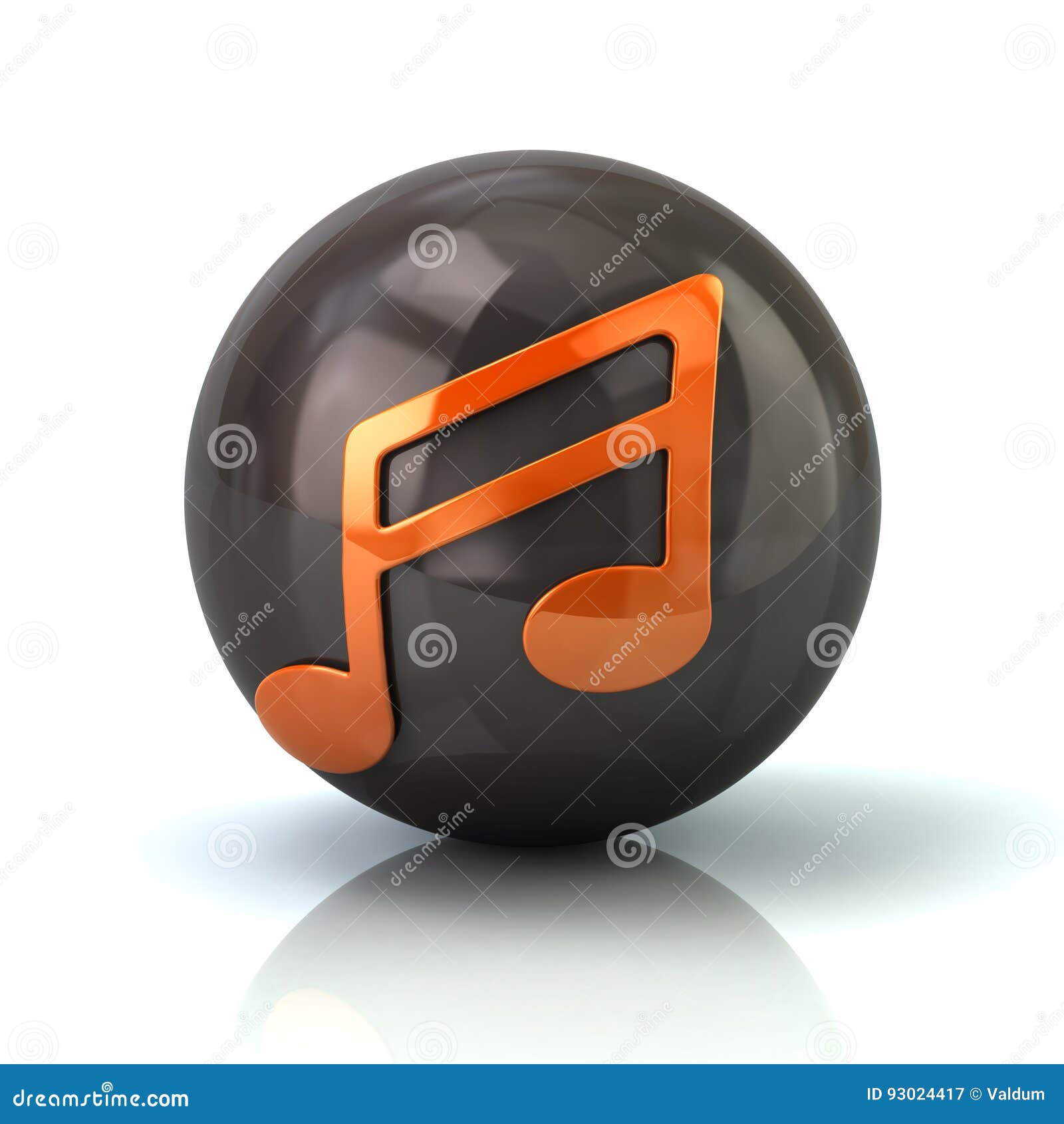 Orange Music Note Icon on Black Glossy Sphere Stock Illustration ...