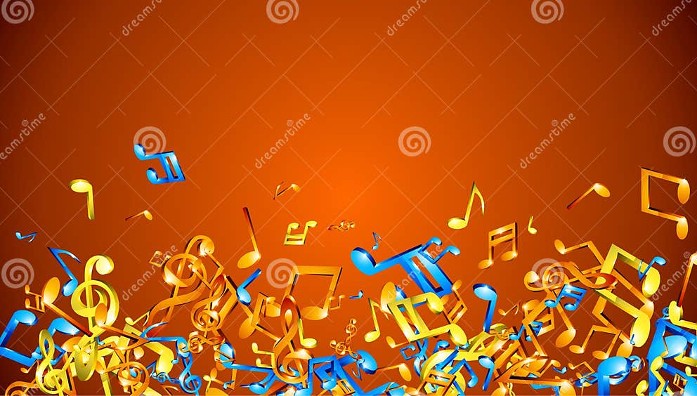 Orange Musical Background with Notes. Stock Vector - Illustration of ...