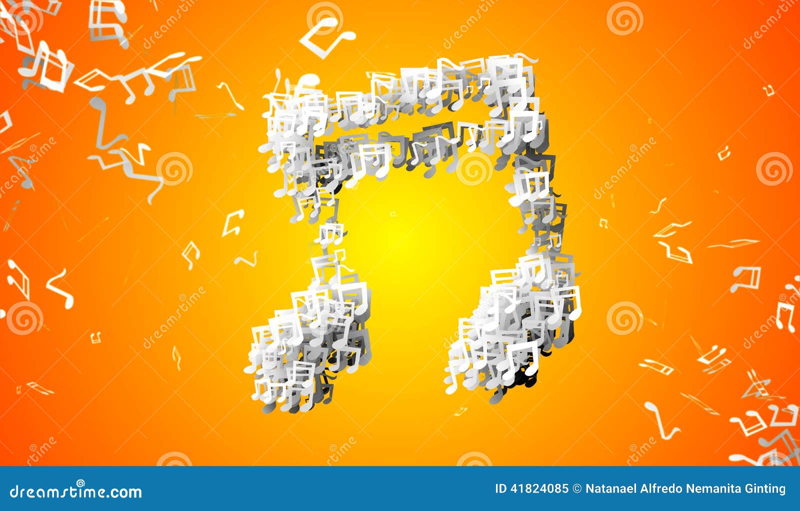 Orange Musical Note Particles 3D Stock Illustration - Illustration of ...