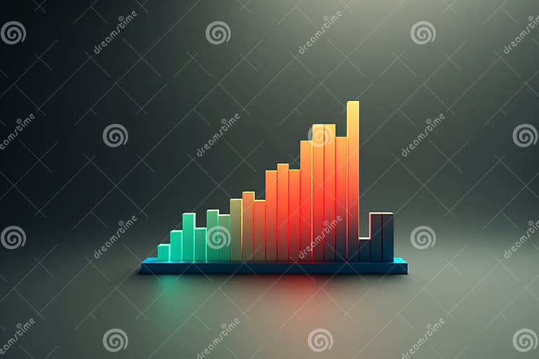 Orange Neon Graph Showcasing Infographics and Data in an Isometric Tech ...