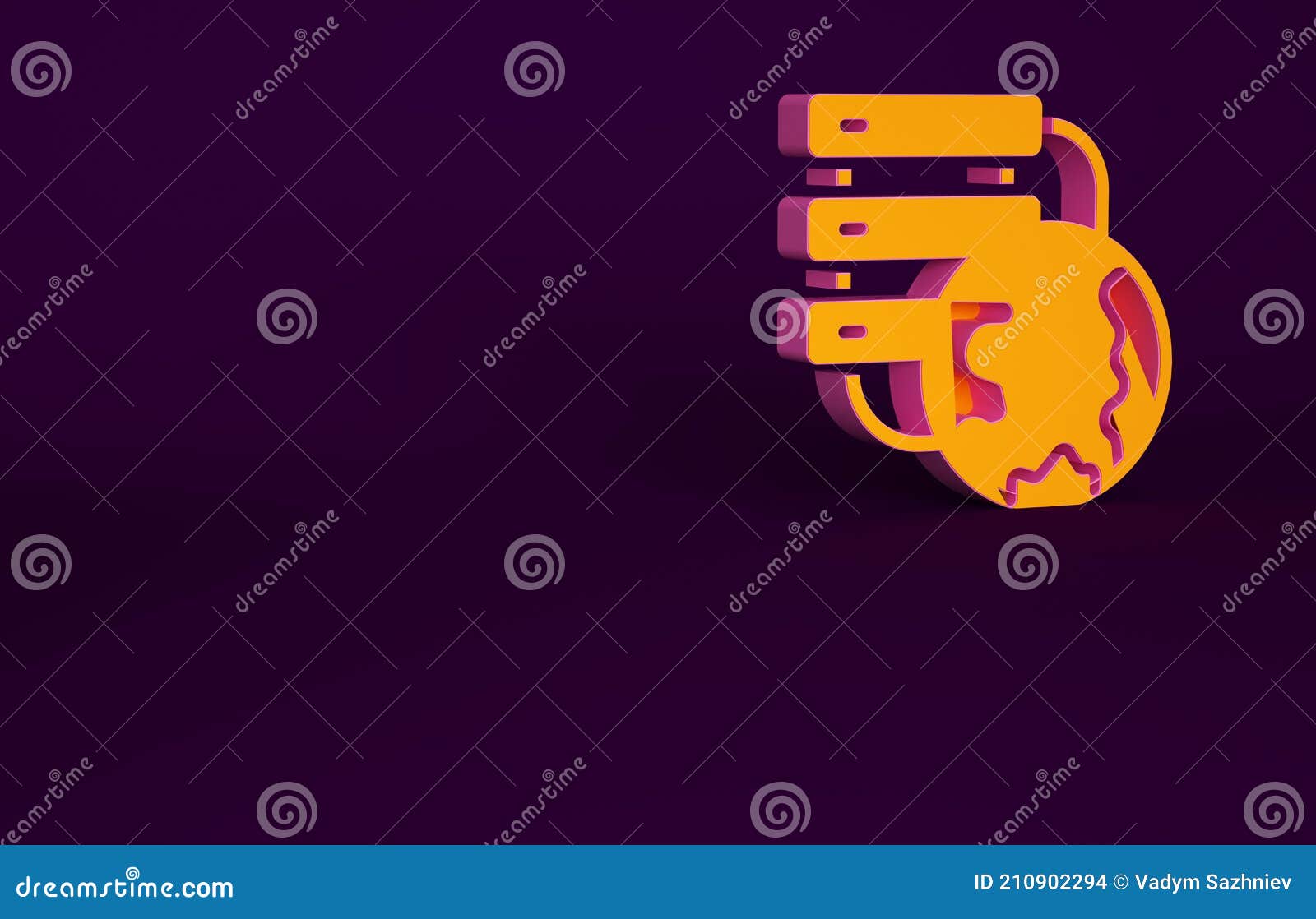 Orange Network Cloud Connection Icon Isolated on Purple Background ...