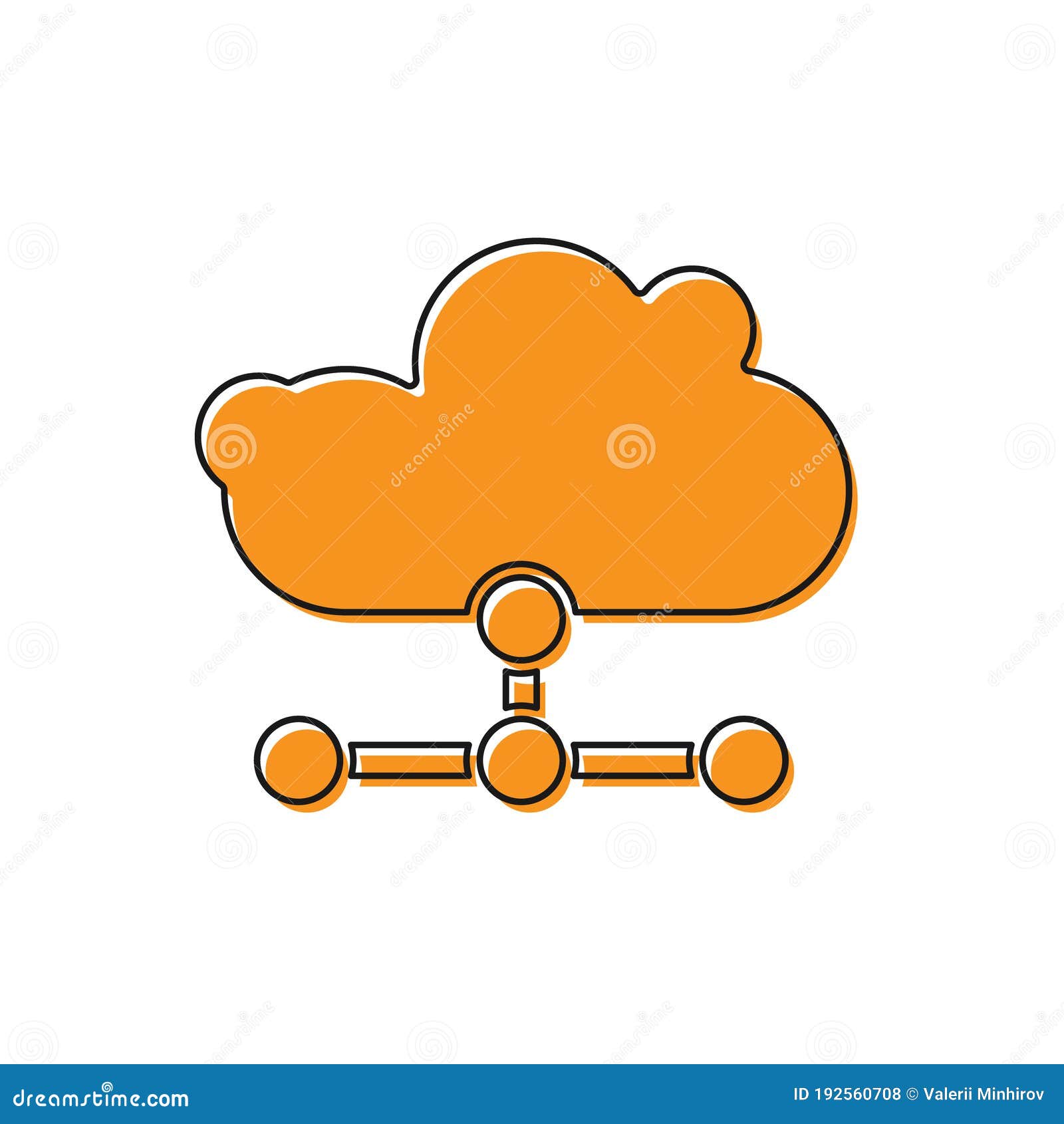 Orange Network Cloud Connection Icon Isolated on White Background ...