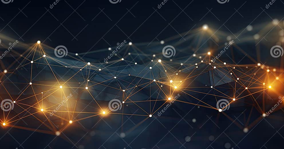 An Orange Network of Lines and Points Stock Illustration - Illustration ...