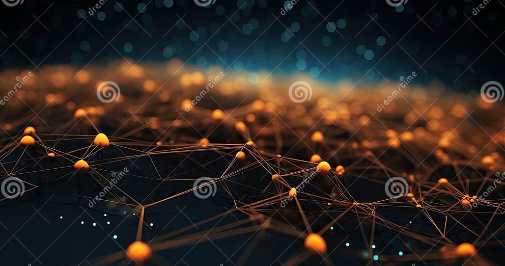 An Orange Network of Lines and Points Stock Illustration - Illustration ...