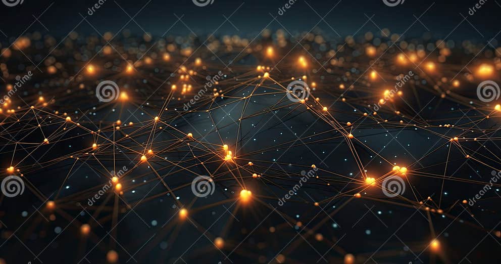 An Orange Network of Lines and Points Stock Illustration - Illustration ...