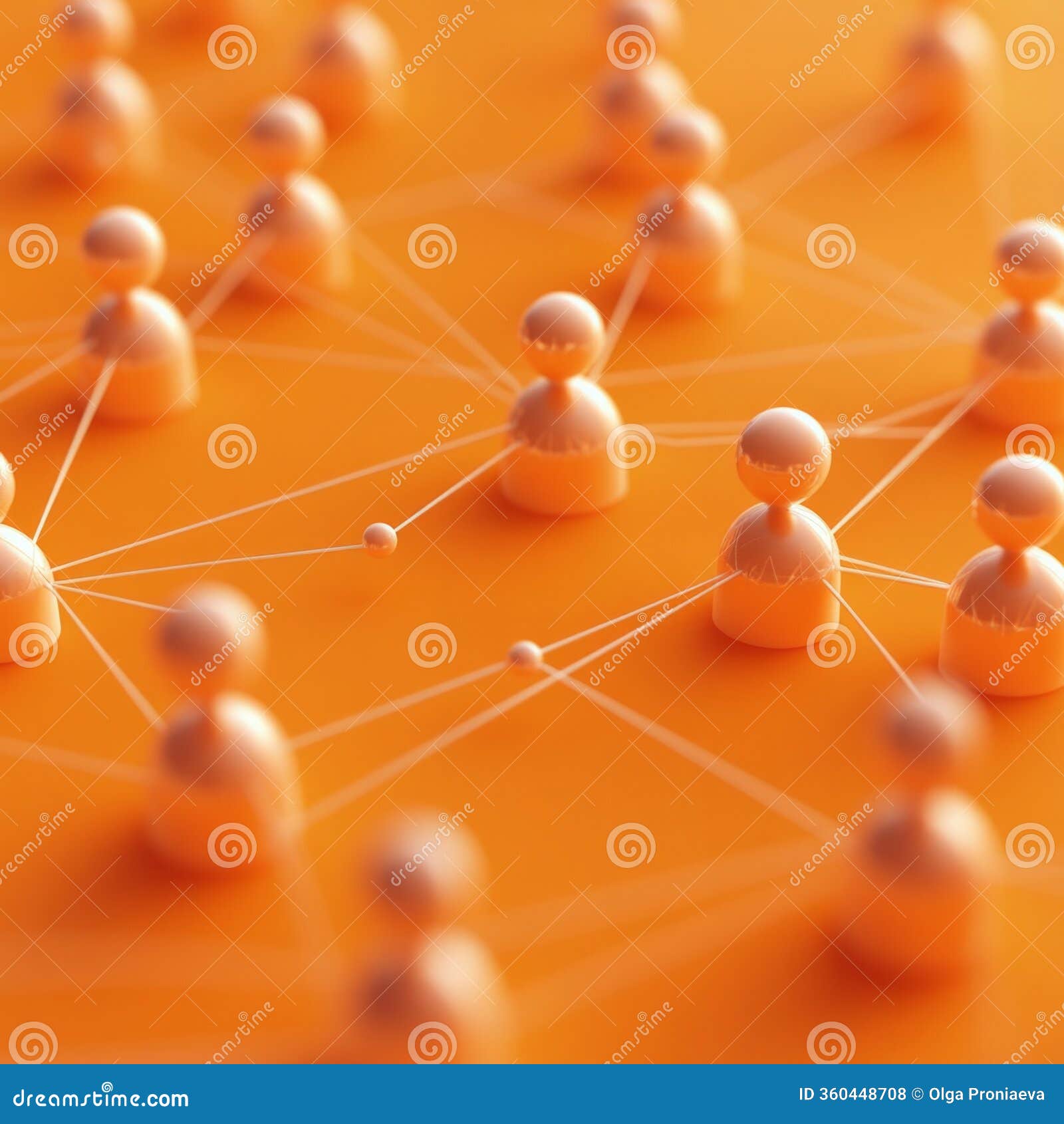 Orange Networked Figures Connected by White Threads on Vibrant ...