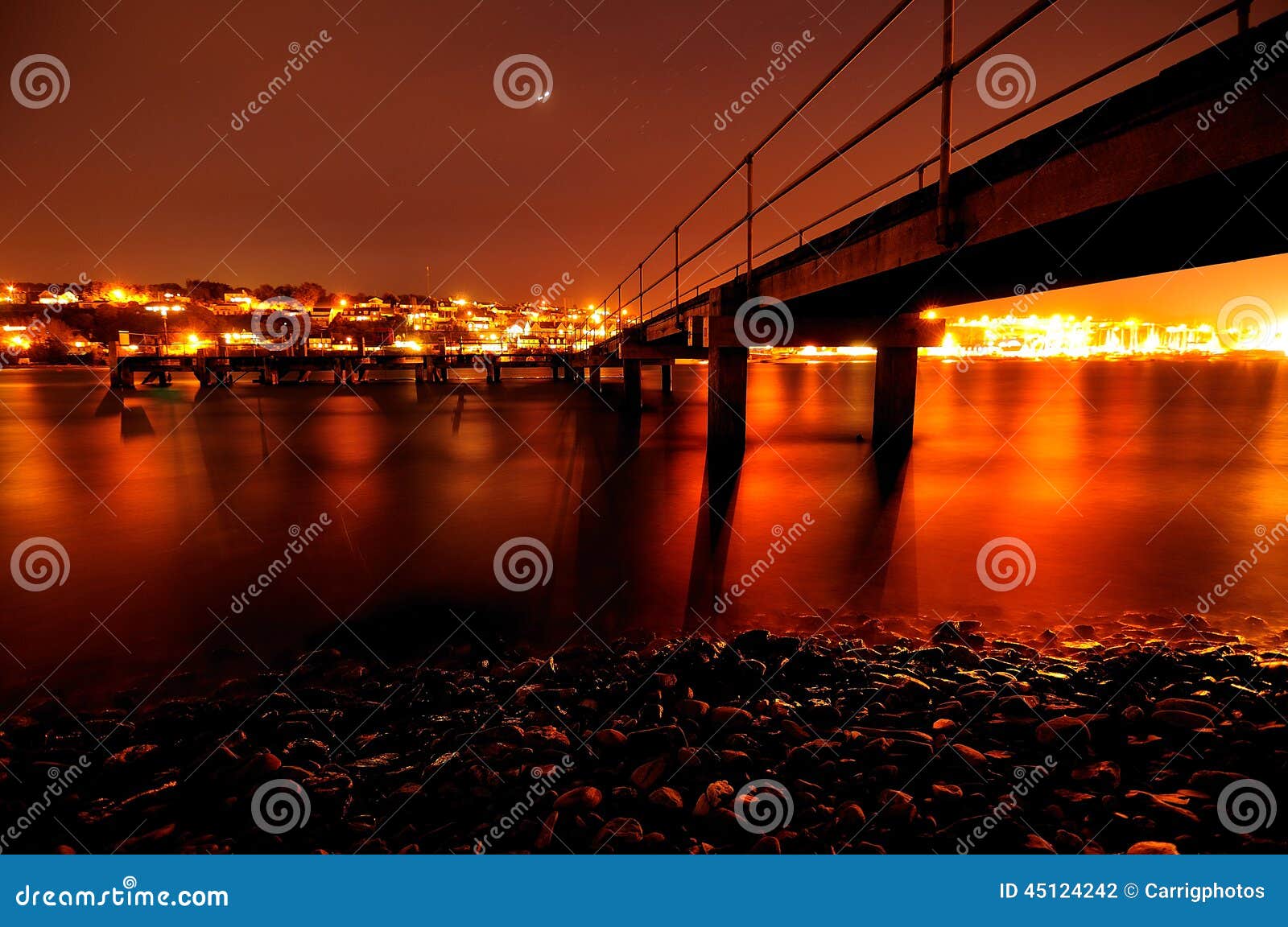An Orange Night stock photo. Image of town, yellow, water - 45124242