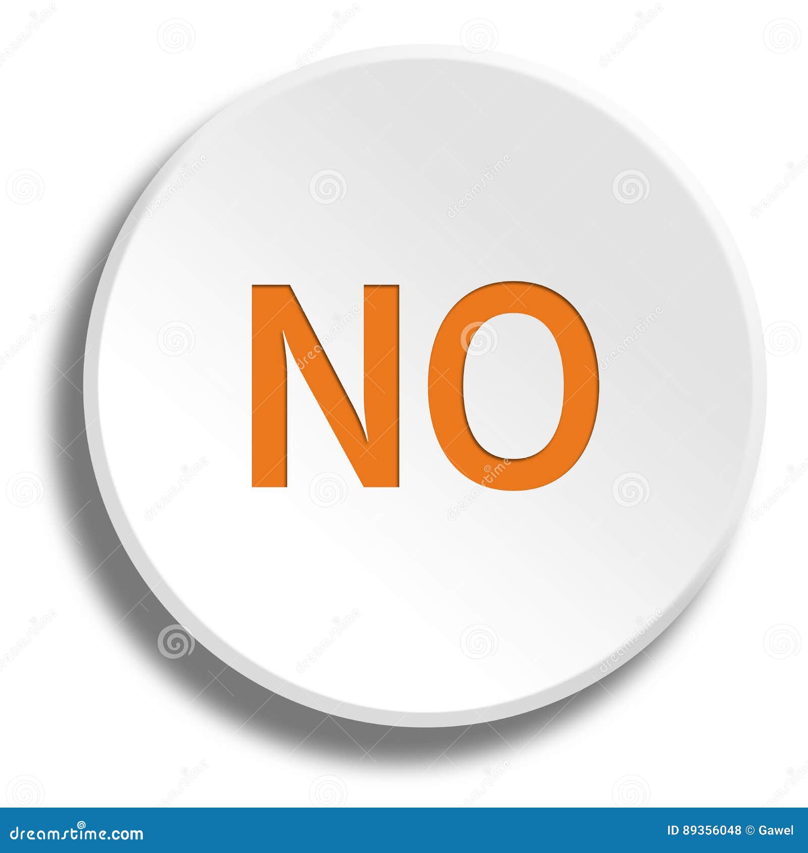 Orange No in Round White Button with Shadow Stock Illustration ...