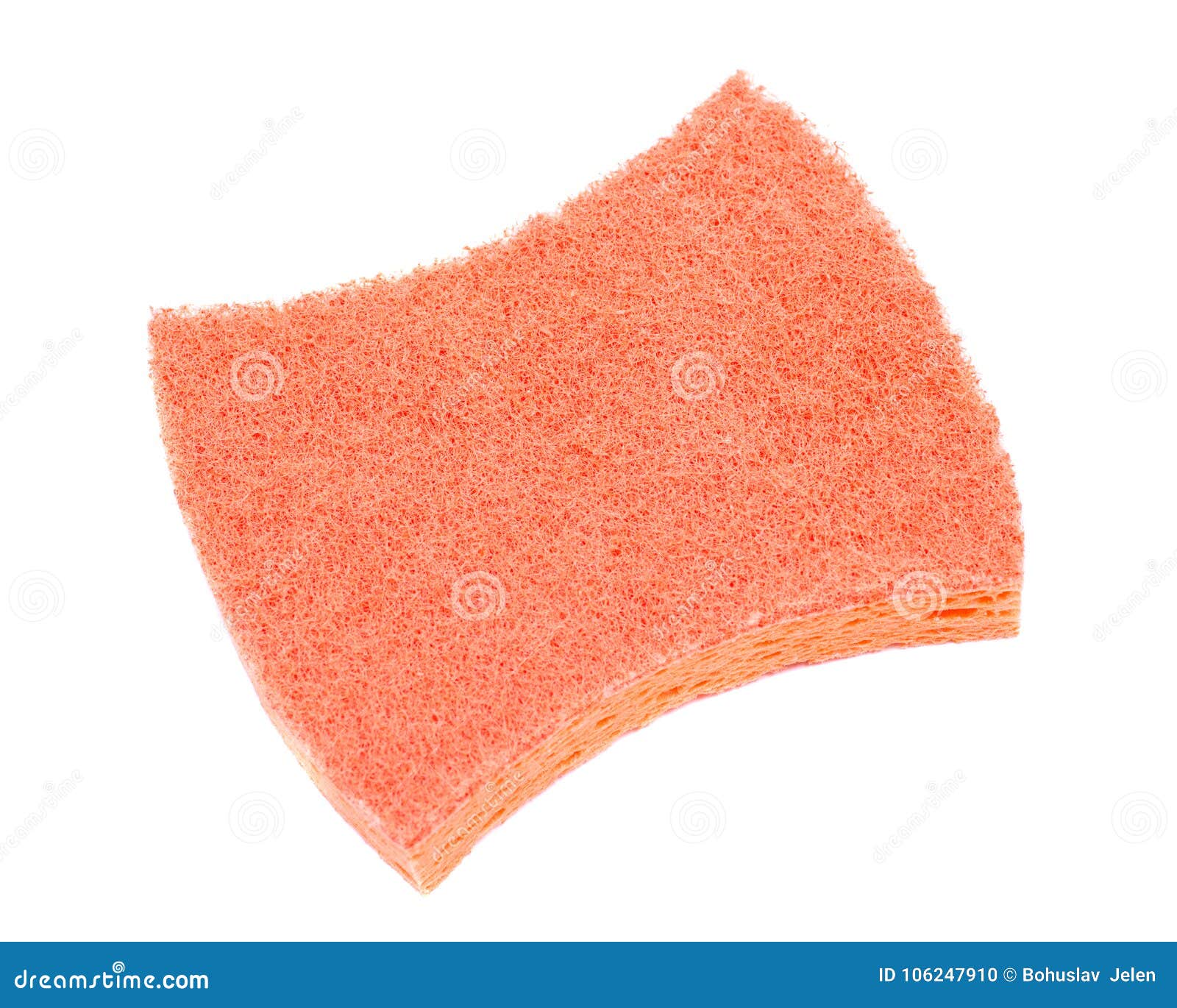 Orange Non Scratch Scrubbing Sponge Stock Photo - Image of brush, green ...