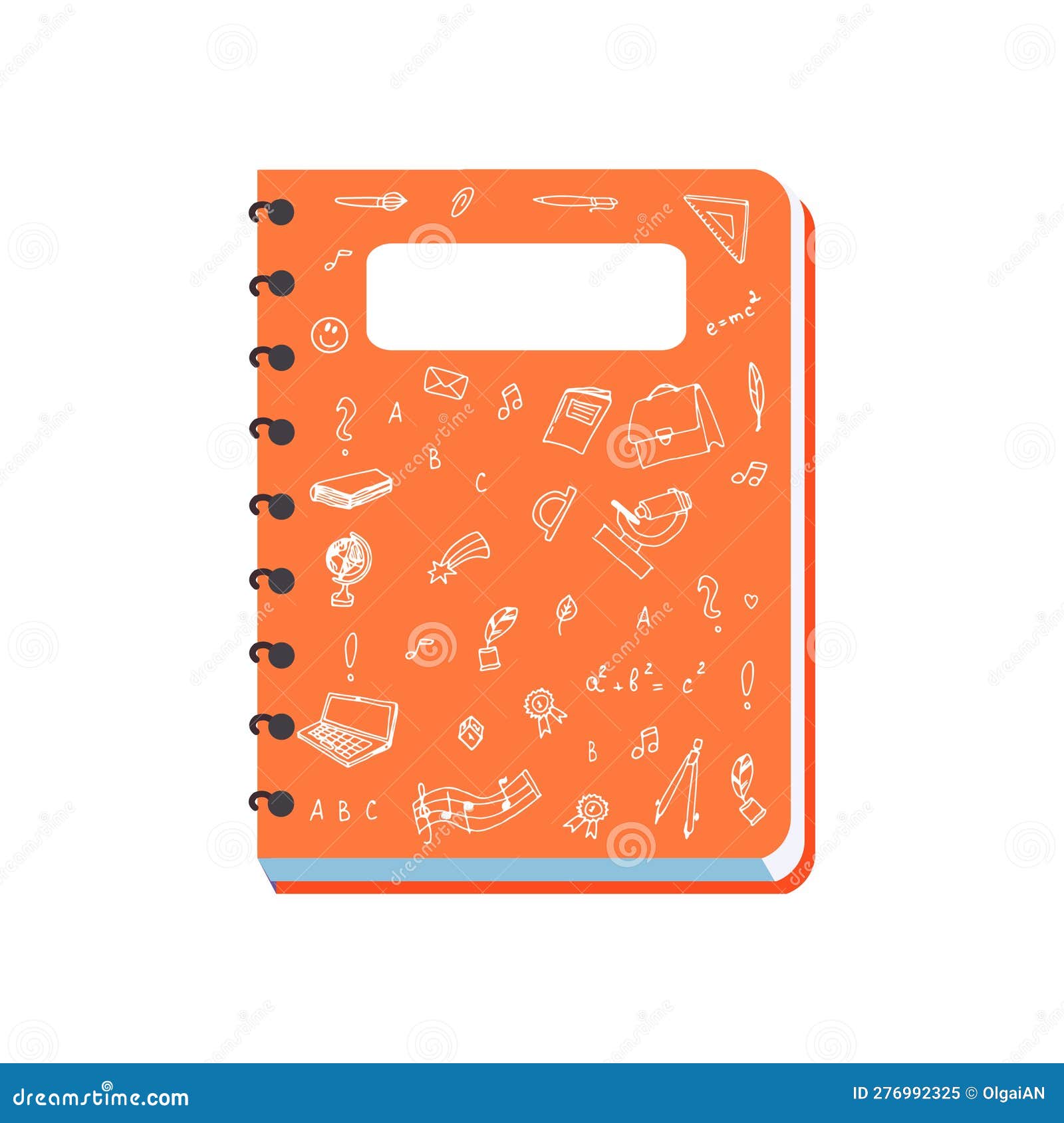 Orange Notebook with Rings and Doodle Drawings. Notebook Stock Vector ...