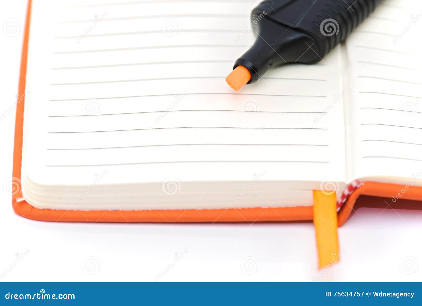 Orange notepad and marker stock image. Image of management - 75634757