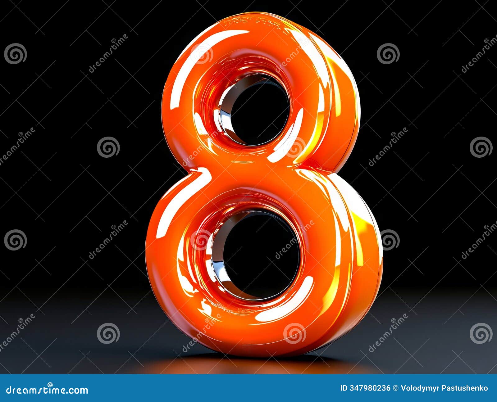 An Orange Number Eight on a Black Background Stock Illustration ...