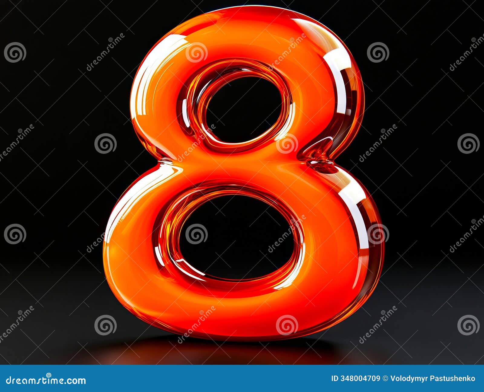 An Orange Number Eight on a Black Background Stock Illustration ...