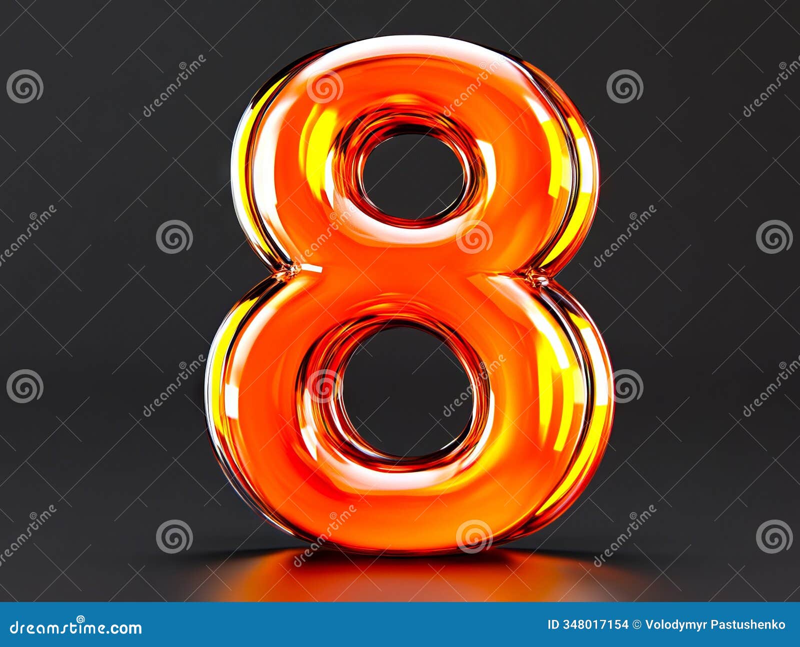 An Orange Number Eight on a Black Background Stock Illustration ...