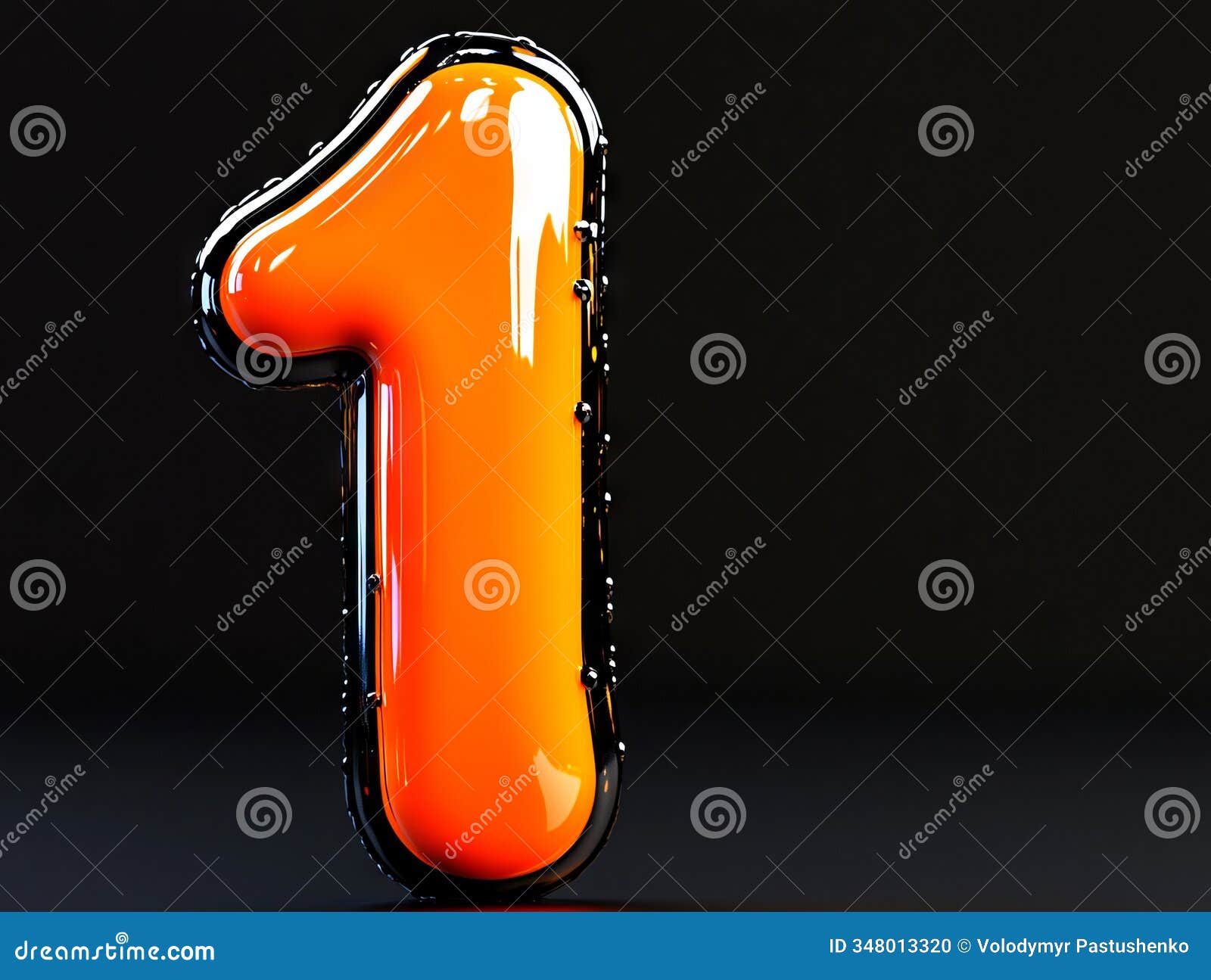An Orange Number One on a Black Background Stock Illustration ...