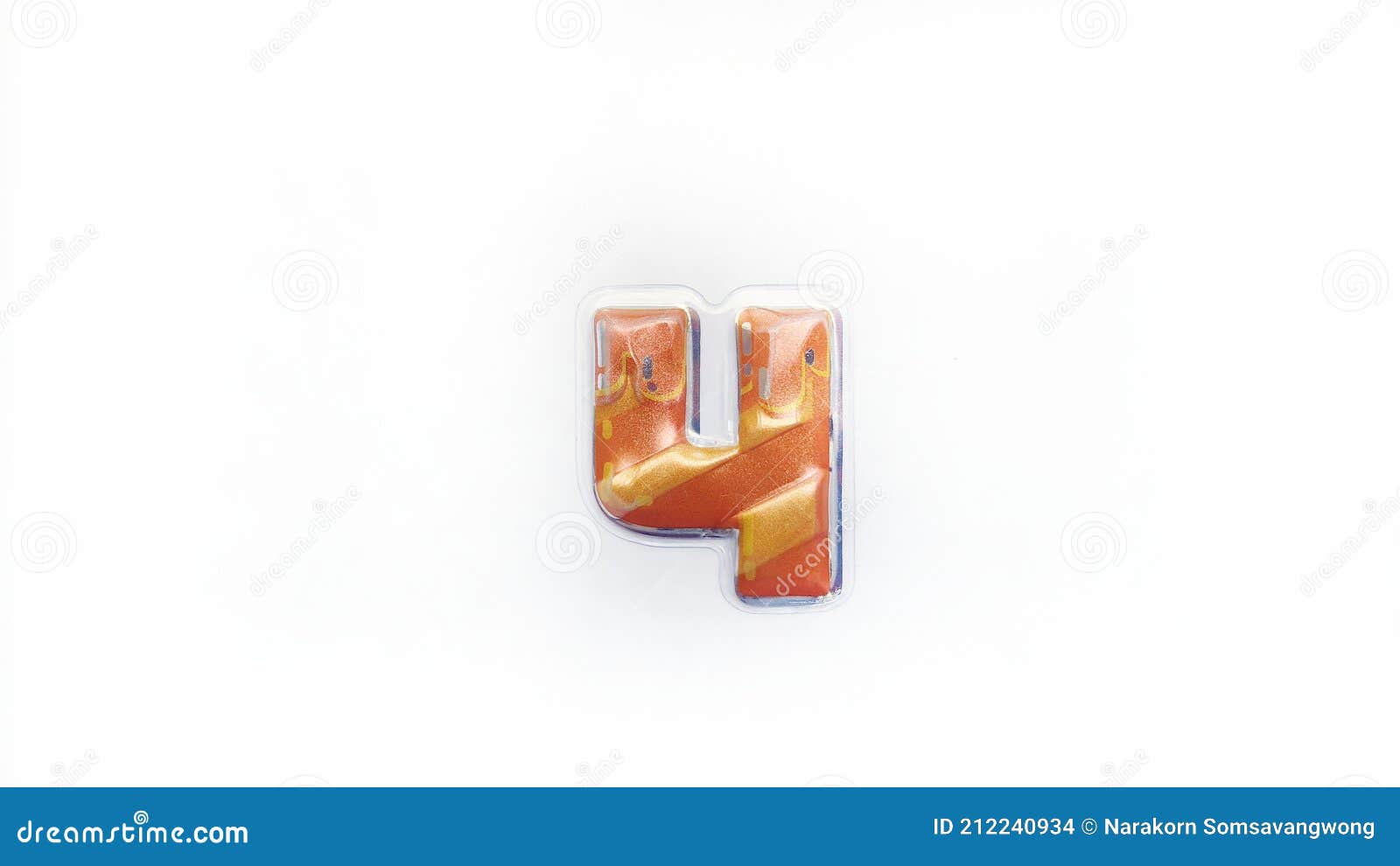 Orange Number 4 on White Background. Stock Photo - Image of math, four ...