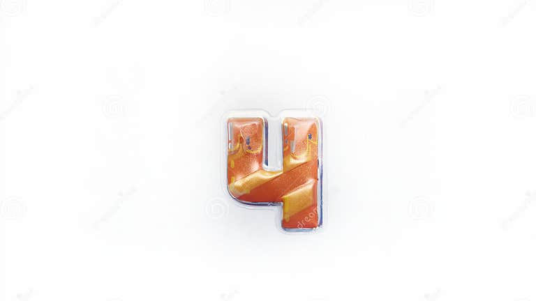 Orange Number 4 on White Background. Stock Photo - Image of math, four ...