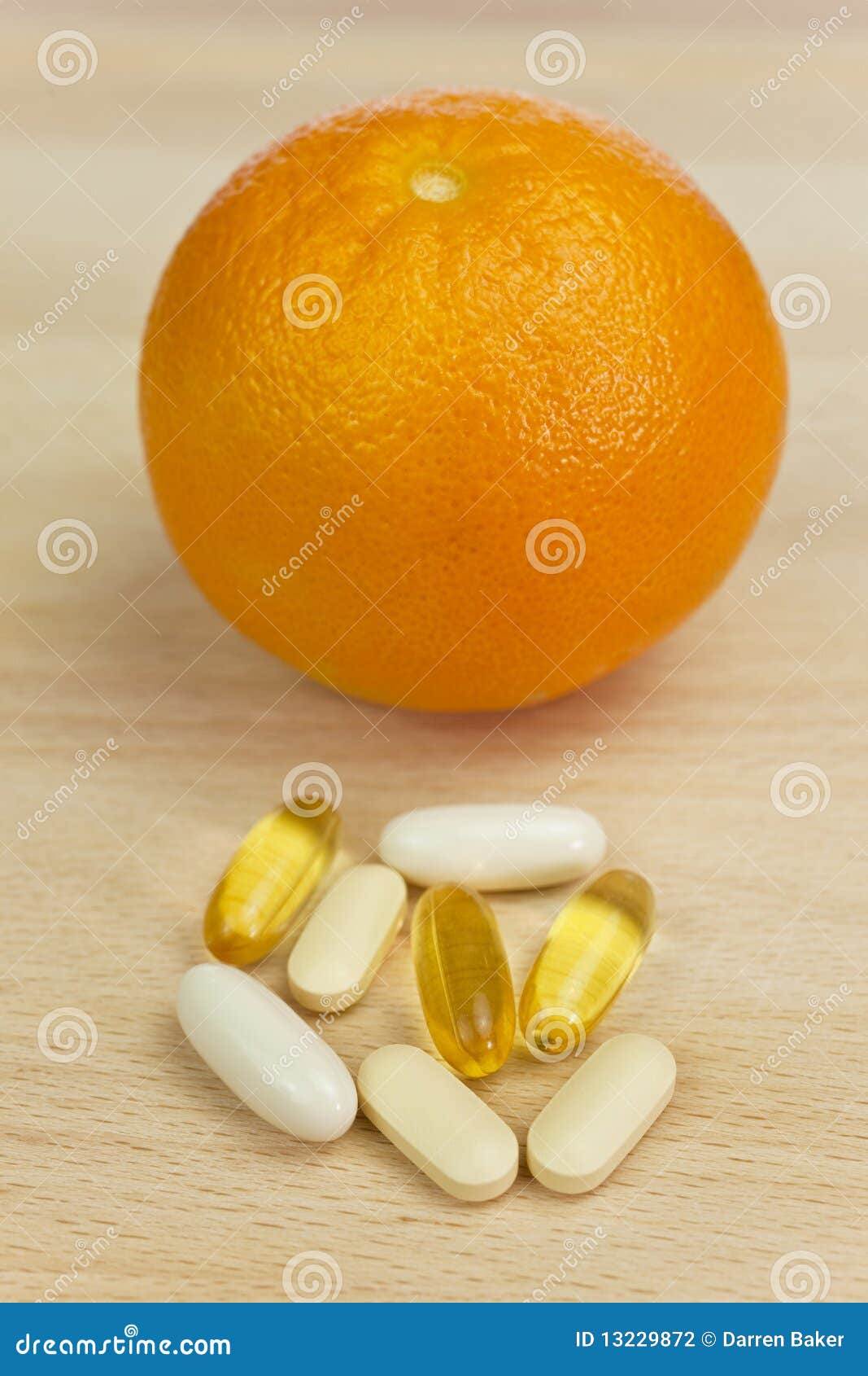 Orange & Nutrition Supplement Tablets or Medicine Stock Photo - Image ...
