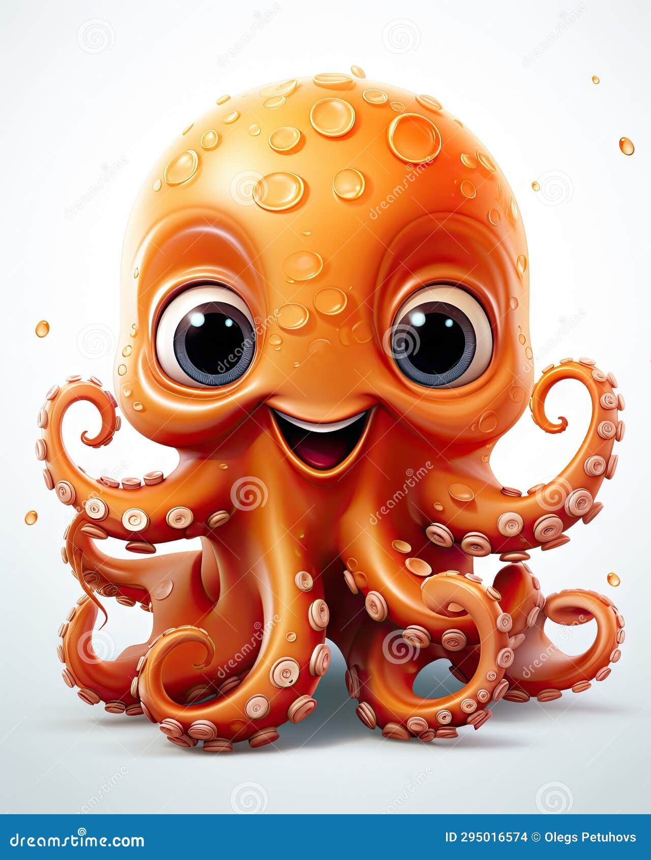 An Orange Octopus with Big Eyes and a Smile on Its Face. Generative Ai ...