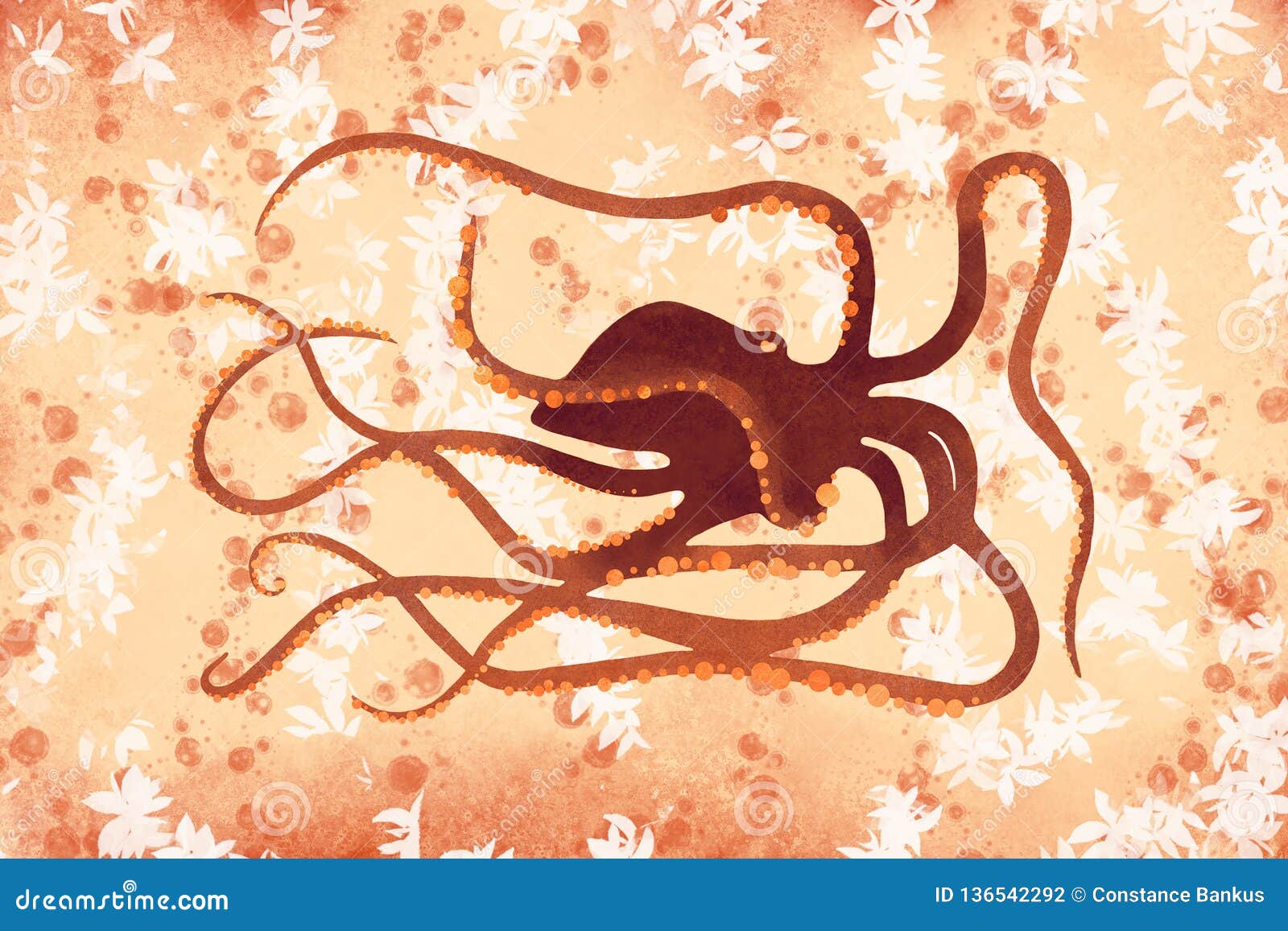 Orange Octopus in the Sea stock illustration. Illustration of creature ...