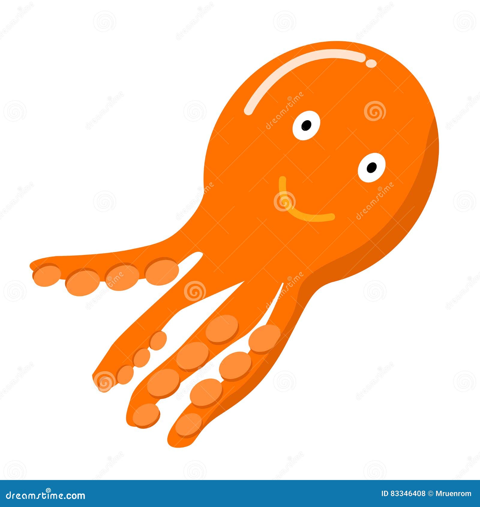 Orange Octopus Vector Cartoon Stock Vector - Illustration of cute ...