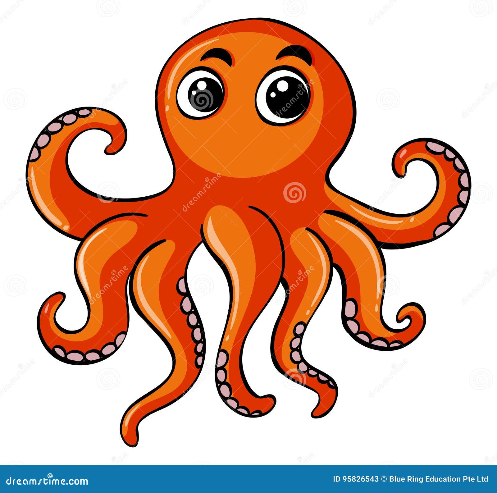 Orange Octopus on White Background Stock Vector - Illustration of ...