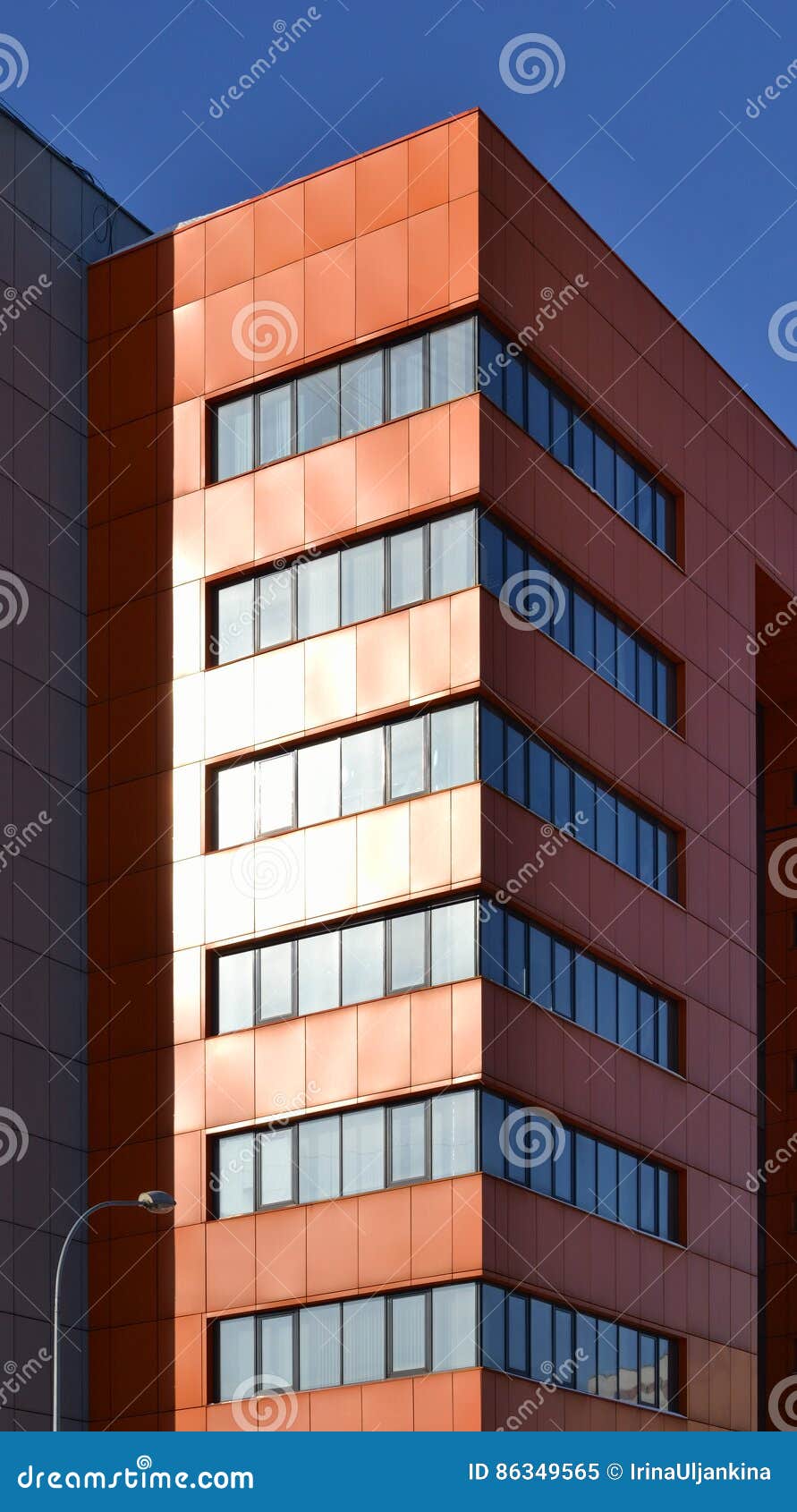 Orange office building. stock image. Image of square - 86349565